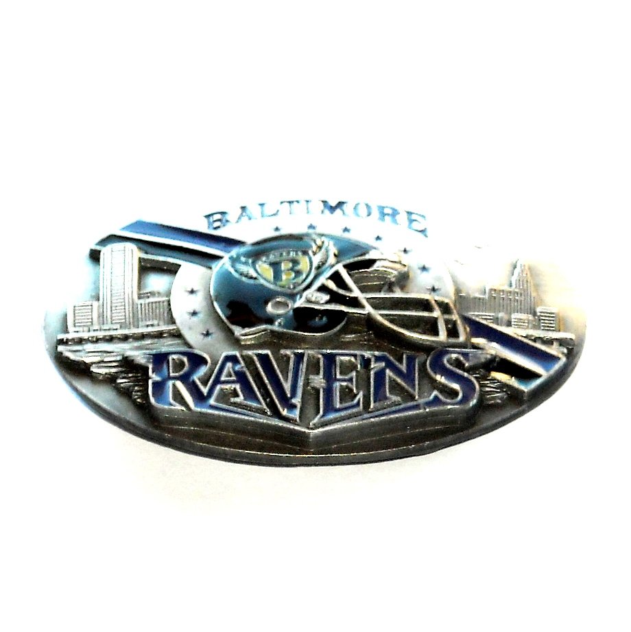 Baltimore Ravens NFL Blue Black Siskiyou Solid Pewter Belt Buckle