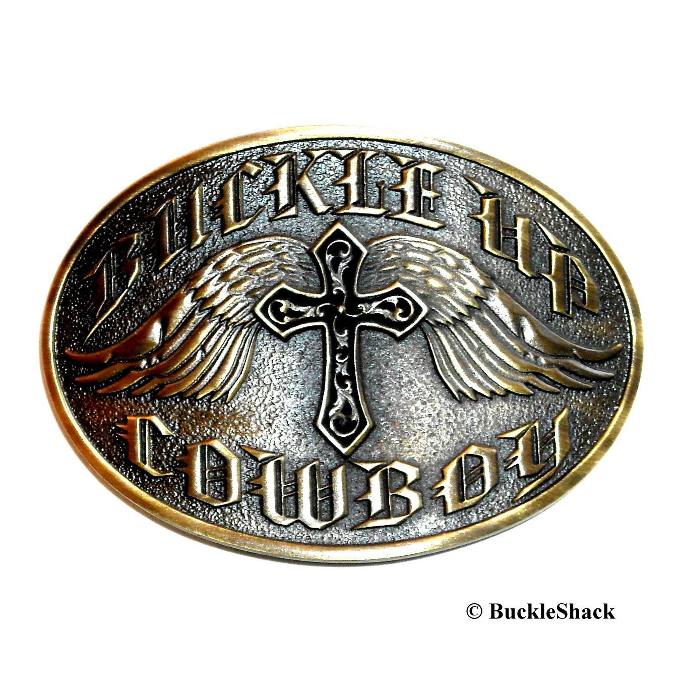 Buckle Up Cowboy Cross Angel Wings Montana Silversmiths Belt Buckle
