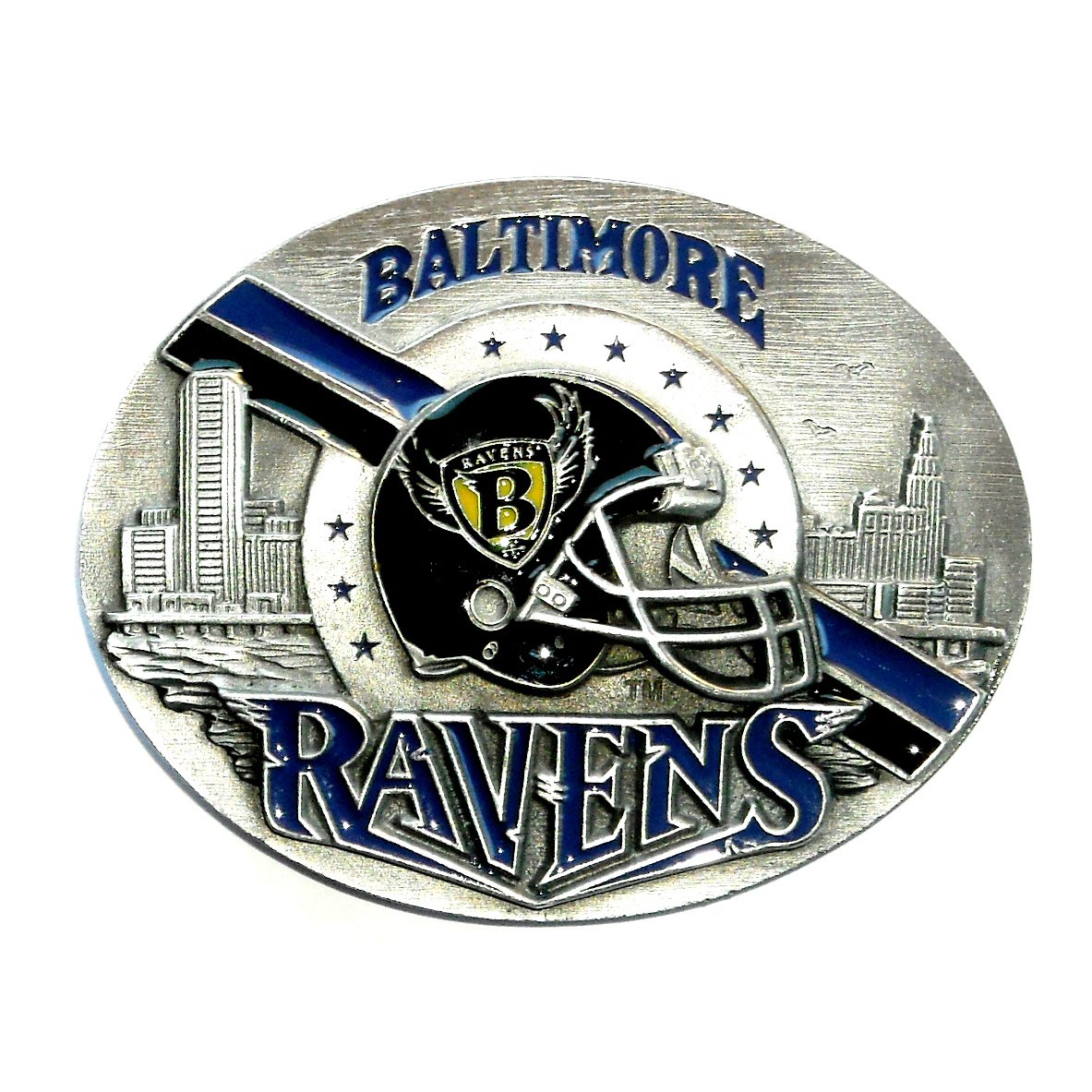 Baltimore Ravens NFL Blue Black Siskiyou Solid Pewter Belt Buckle