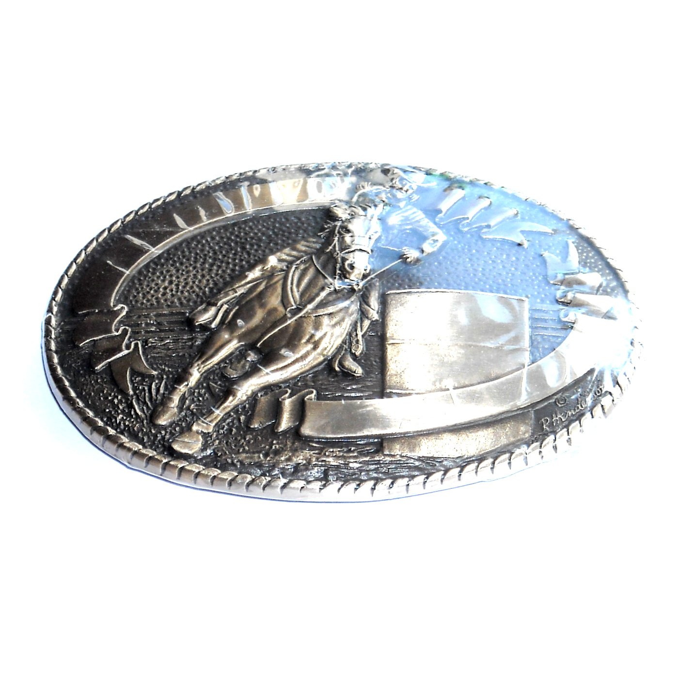 Barrel Racing Tony Lama Trophy Brass Belt Buckle