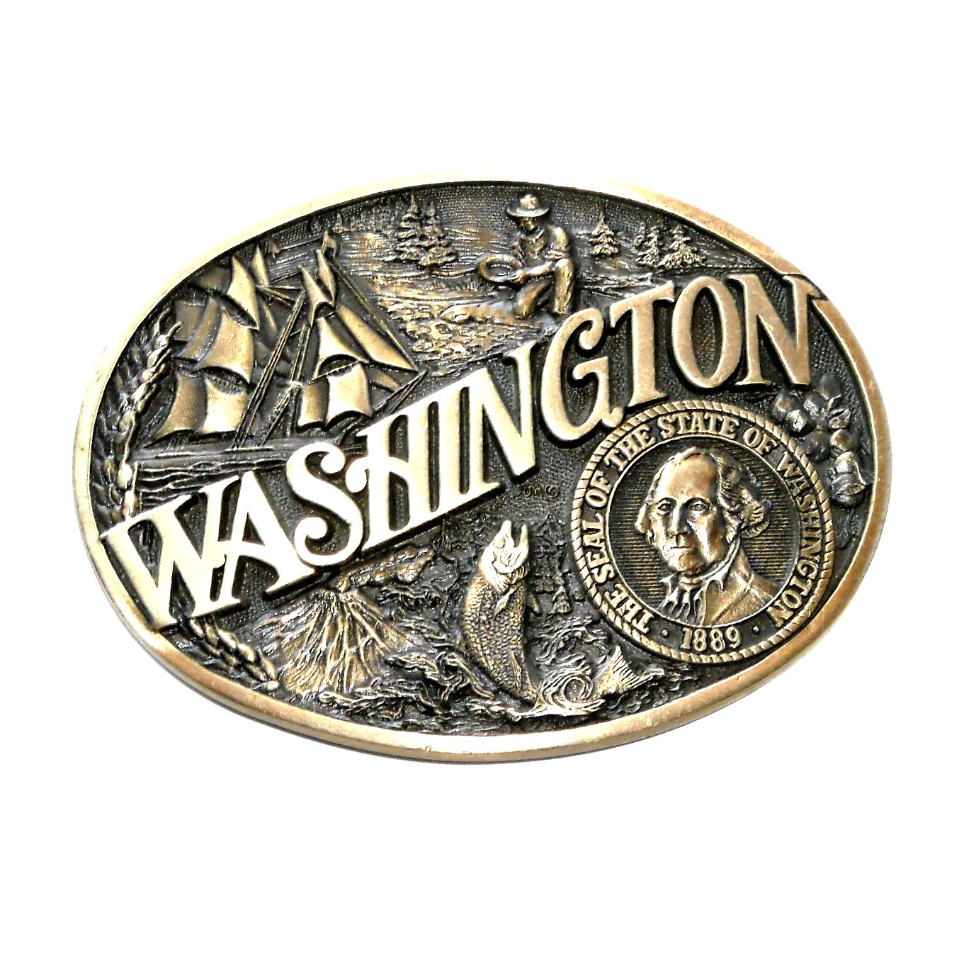 Washington State Seal Award Design ADM Brass Belt Buckle
