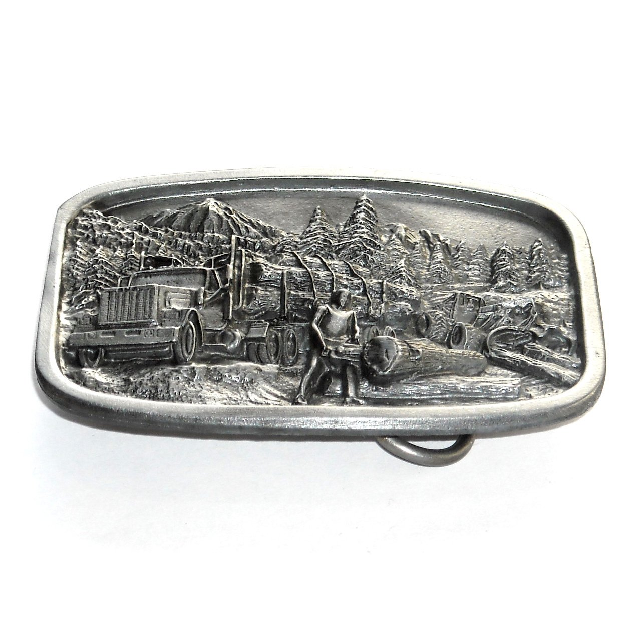Chainsaw Logging Vintage Bergamot Pewter US Belt Buckle