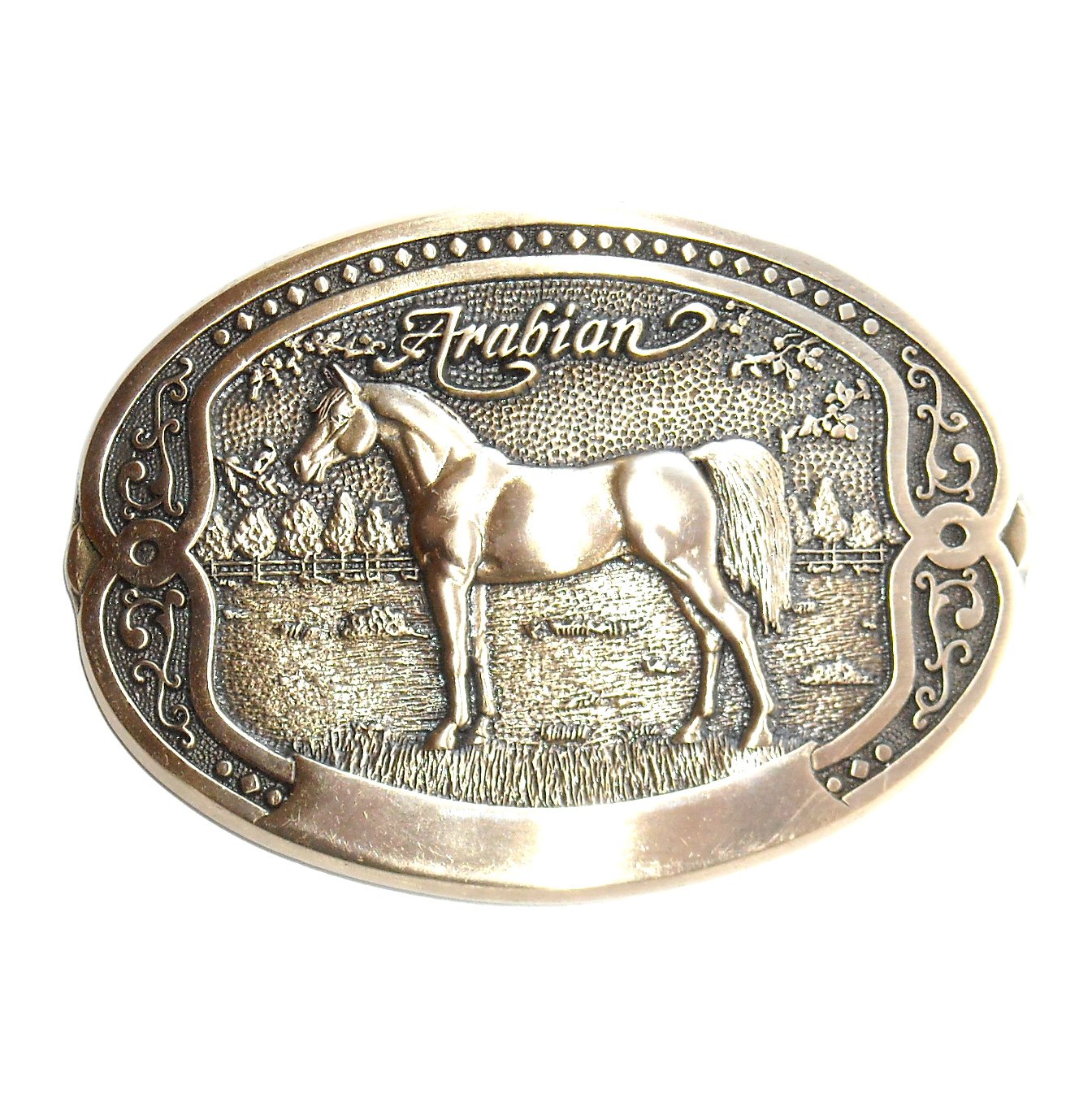 Arabian Tony Lama Horse Breeder Series Solid Brass US Belt Buckle