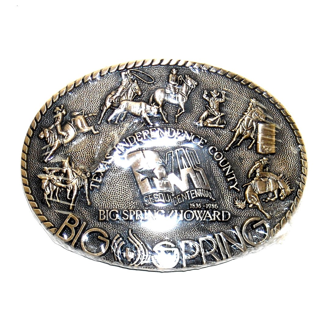 Big Spring Texas Independence County ADM Award Design Brass Belt Buckle