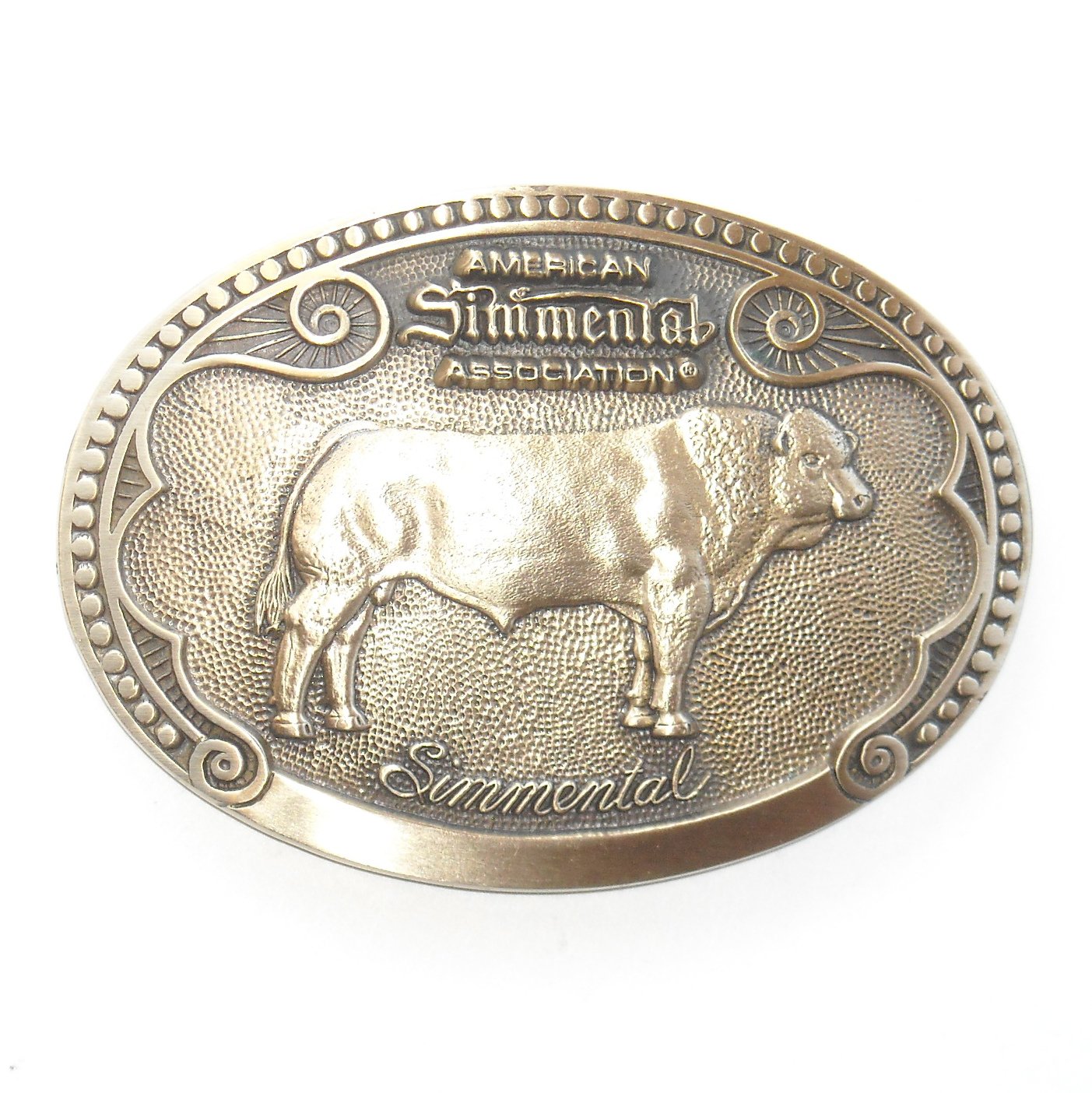 American Simmental Bull First Edition Tony Lama Brass Belt Buckle