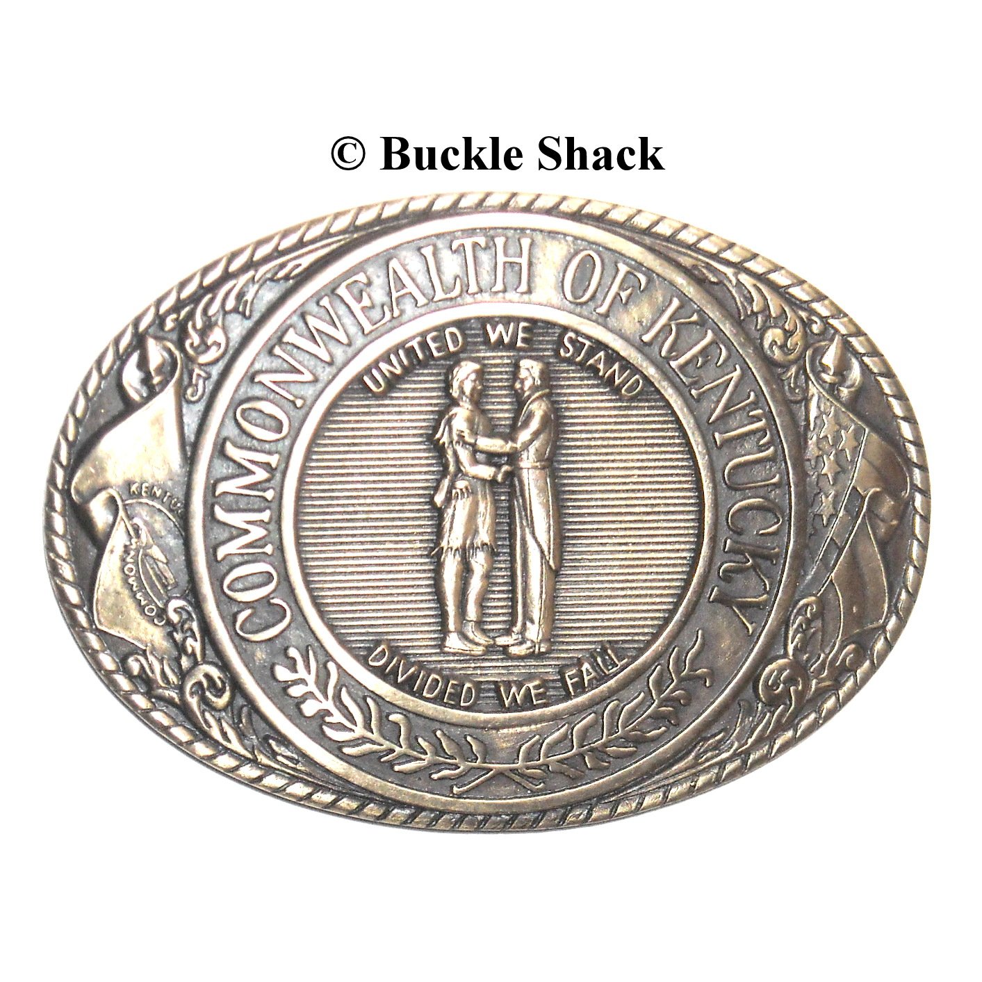 Kentucky State Seal Tony Lama Solid Brass US Belt Buckle