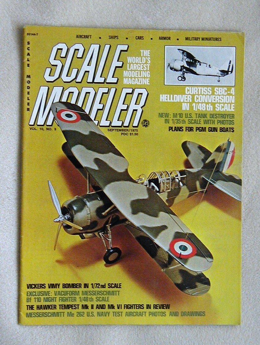 SCALE MODELER MAGAZINE September 1975 Helldiver Vickers Vimy Hawker Tempest