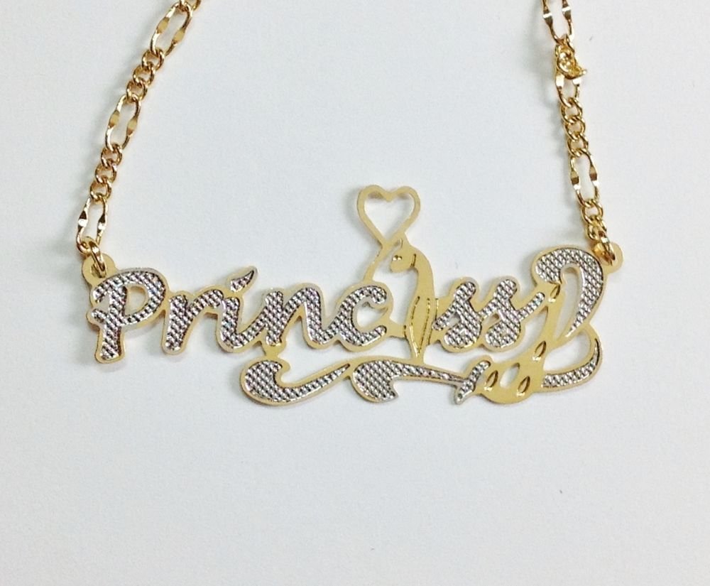 New Women's 14 Karat Gold Filled PRINCESS Pendant Fancy Necklace 18" Chain