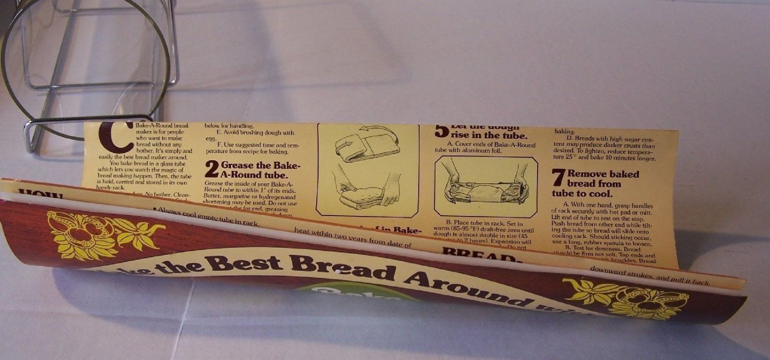Corning Pyrex Bread Maker Bake A Round & Rack w/ Directions & Recipes