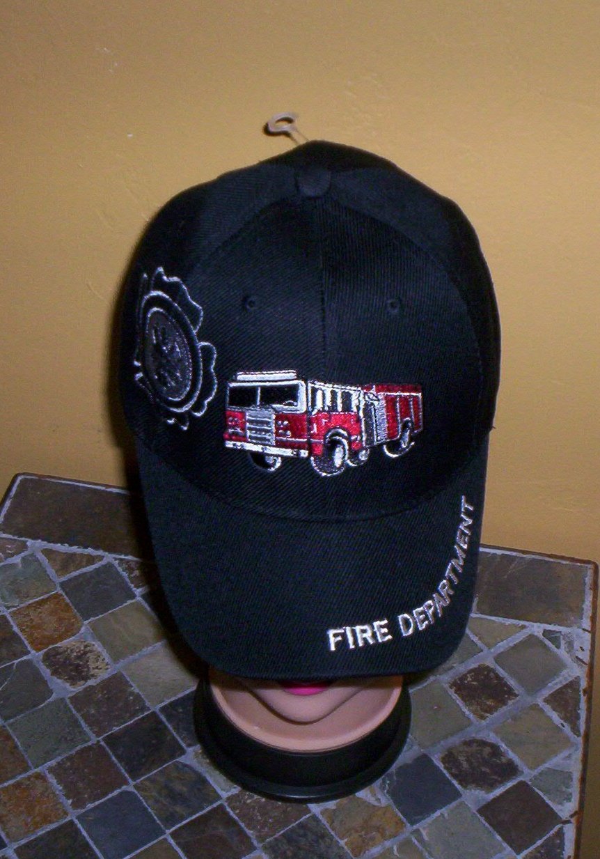 Boys Kids Black Embroidered FIRE TRUCK Hat Ball Cap Child Hat New w/Tags!