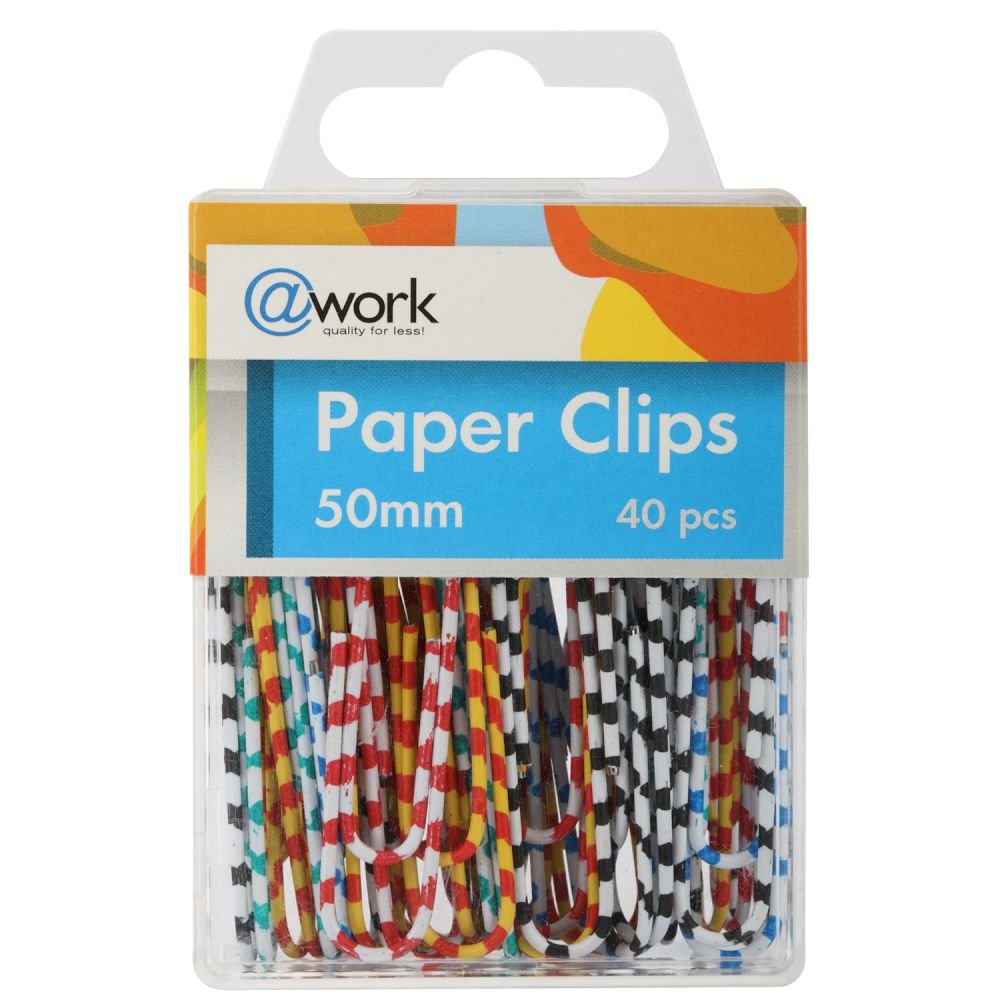 Paper Clips 40 per pack 50 mm (1.97 in), Assorted Vinil Zebra Style