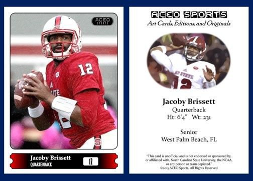 Jacoby Brissett 2015 ACEO Sports Football Card Pre Rookie RC Patriots ...
