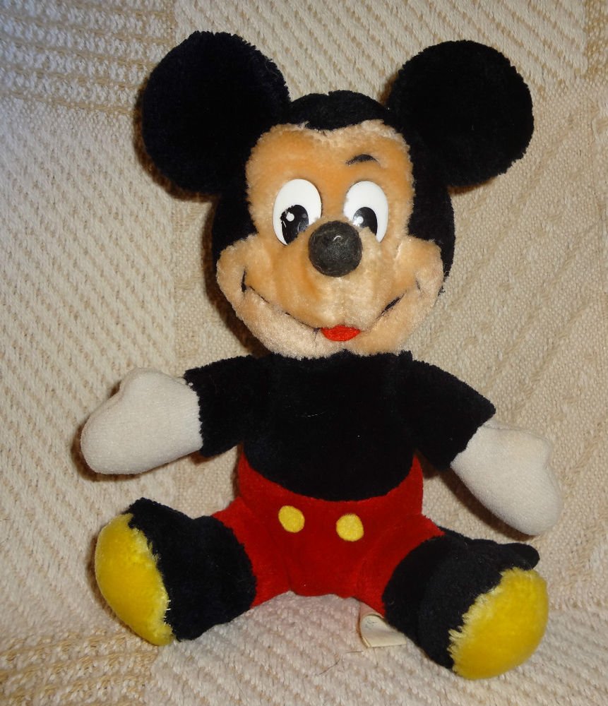 8" Vintage VTG WALT Disney DISNEYS SITTING Mickey Mouse Plush Stuffed ...