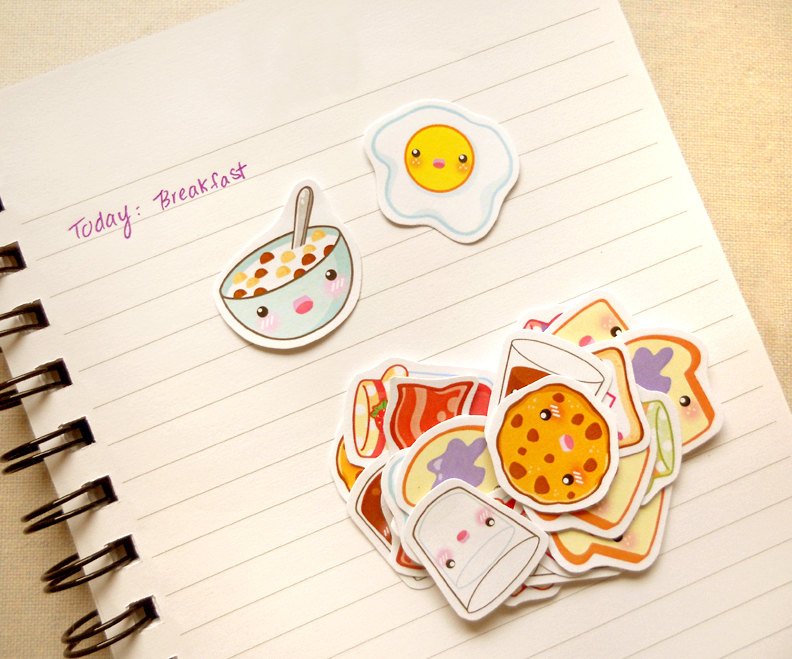 Cute Breakfast Sticker Pack of 30 - Kawaii Food Planner Stickers - Erin ...