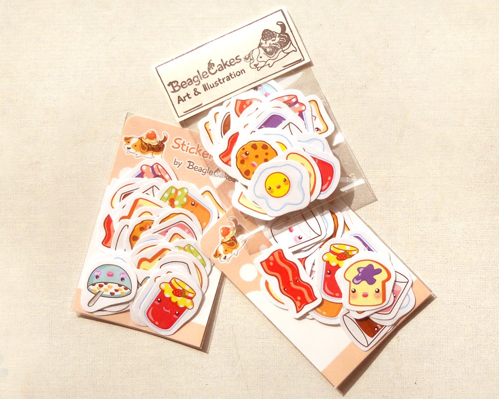 Cute Breakfast Sticker Pack of 30 - Kawaii Food Planner Stickers - Erin ...