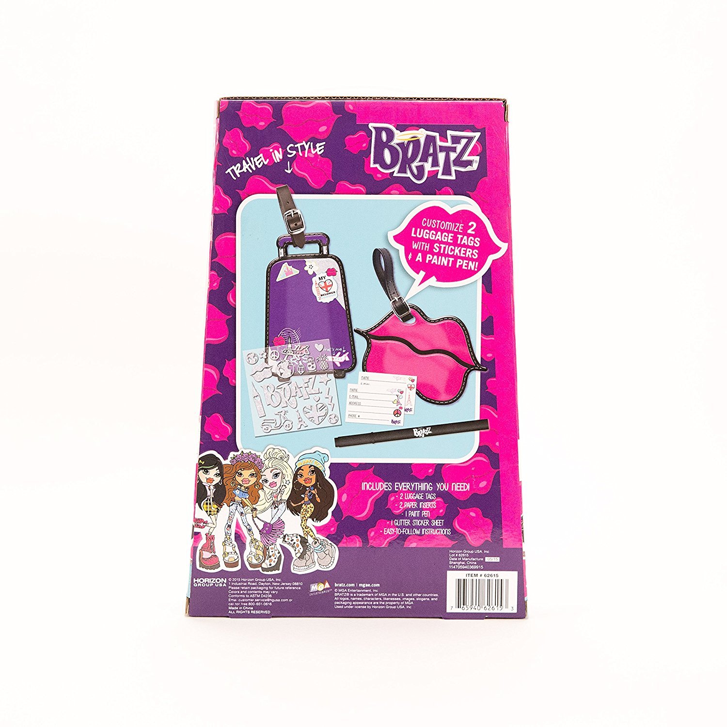 Bratz Decorate Your Own Luggage Tag Kit with (2) Luggage Tags/Stickers ...