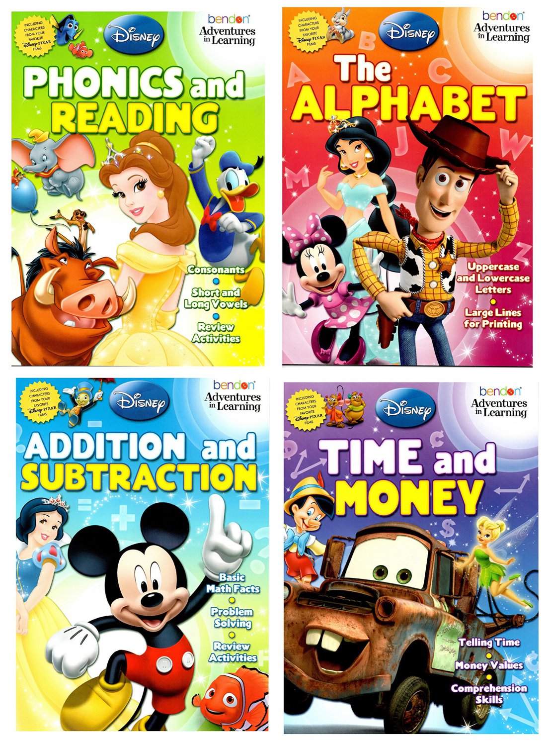 Disney's Adventures in Learning Skill-Building Workbooks (Set of 4, K-Gr2)