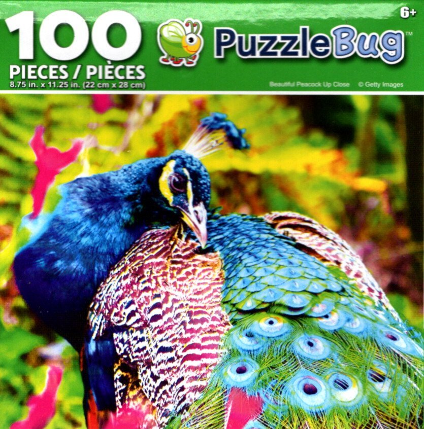 Puzzlebug Beautiful Peacock Up Close - 100 Pieces Jigsaw Puzzle
