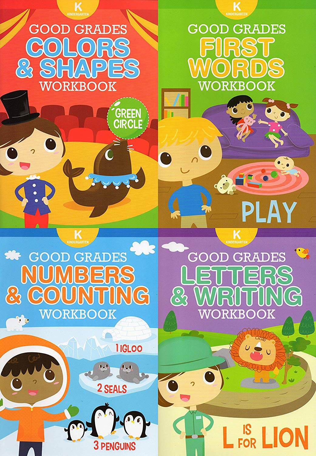 Good Grades Kindergarten Educational Workbooks - Set of 4 Books - v5