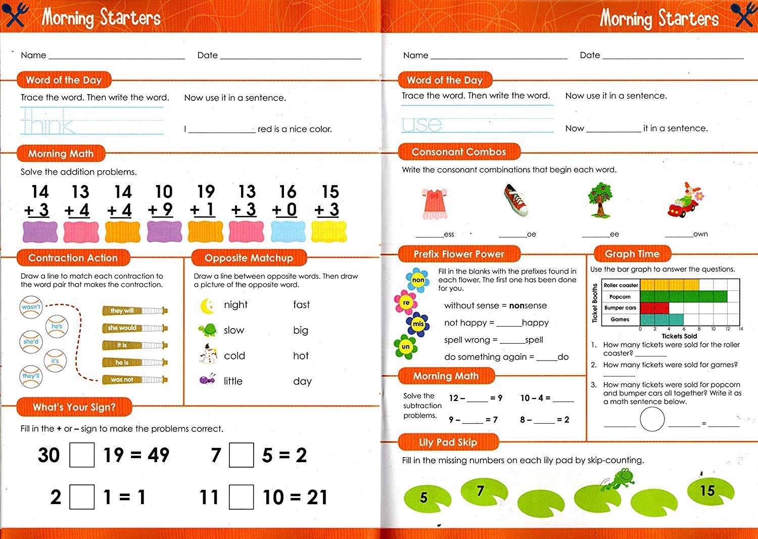 PRE-K & Kindergarten - Morning Starters Educational Workbooks - Set of ...