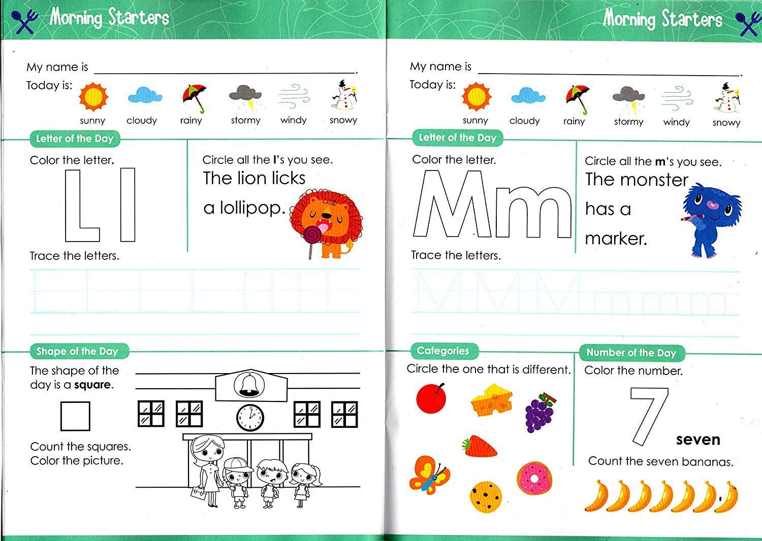 PRE-K & Kindergarten - Morning Starters Educational Workbooks - Set of ...