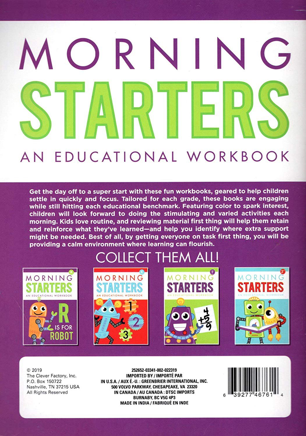 PRE-K & Kindergarten - Morning Starters Educational Workbooks - Set of ...