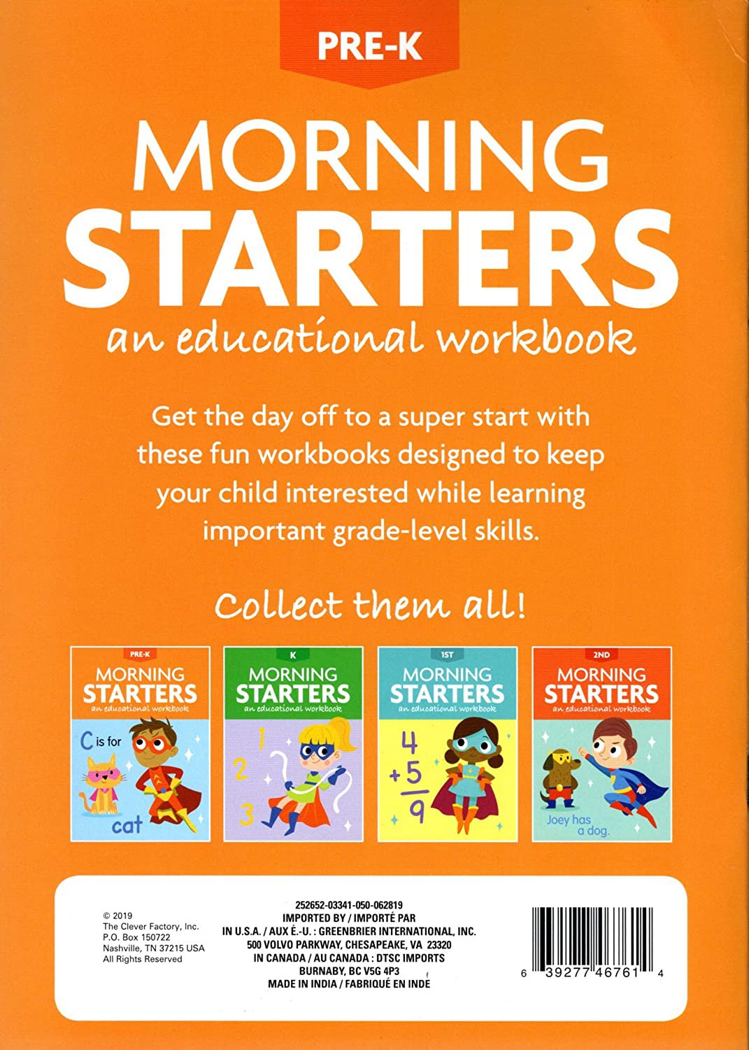 PRE-K - Morning Starters Educational Workbooks