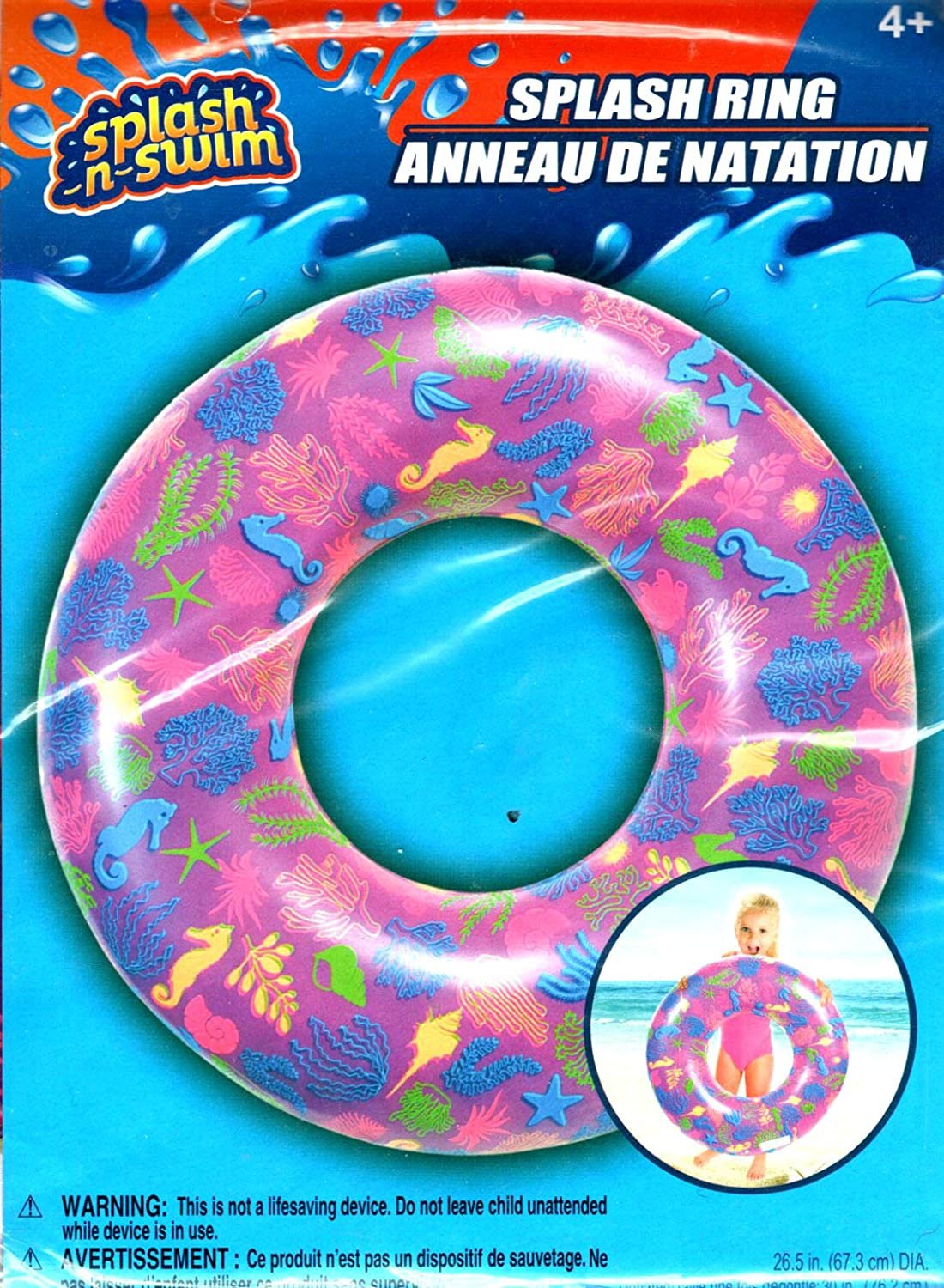 Splash-N-Swim - 26.5" Swimming Ring + Swim Goggles - Swim Time Fun! (2 ...