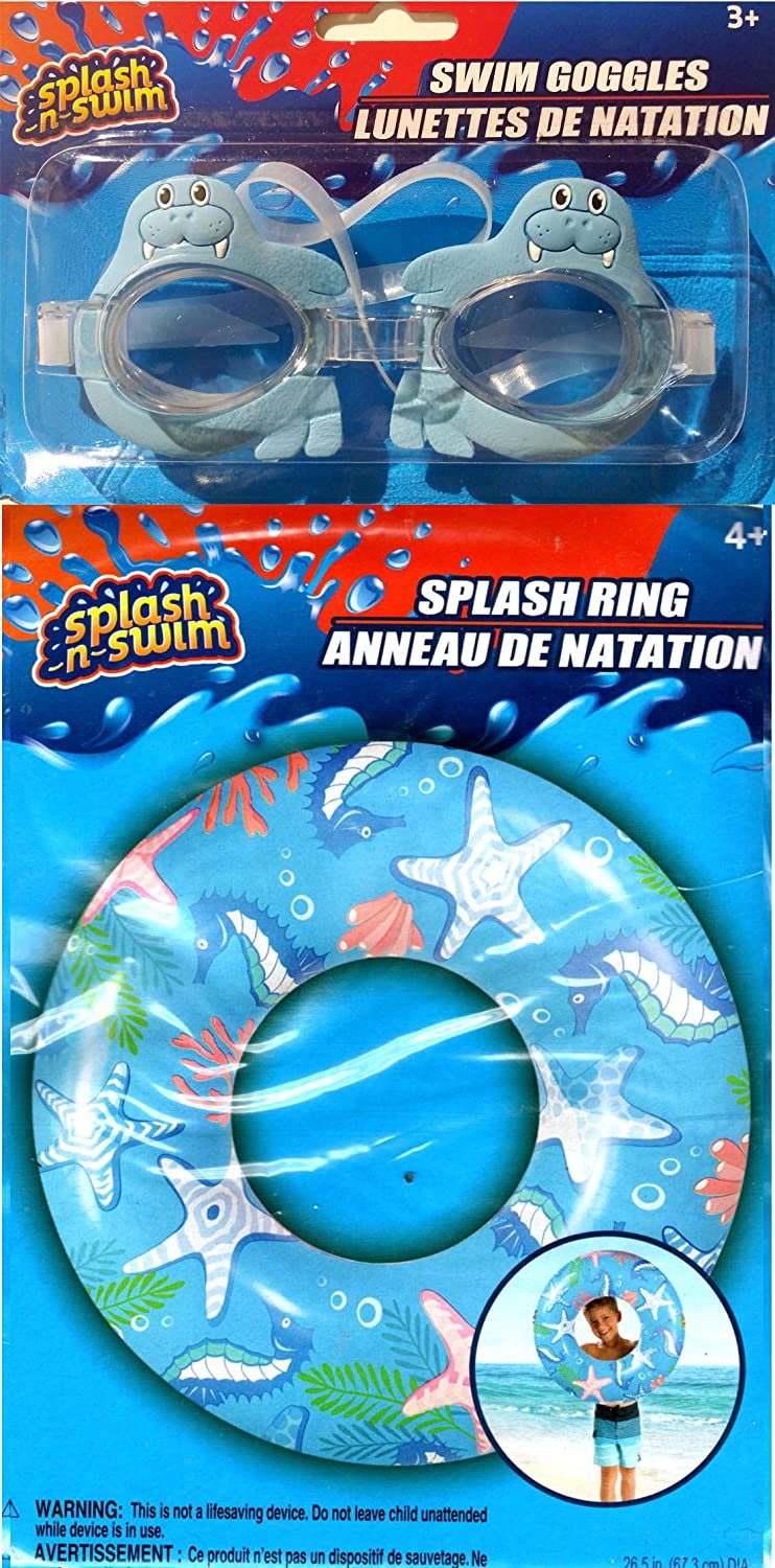 Splash-N-Swim - 26.5" Swimming Ring + Swim Goggles - Swim Time Fun! (2 ...