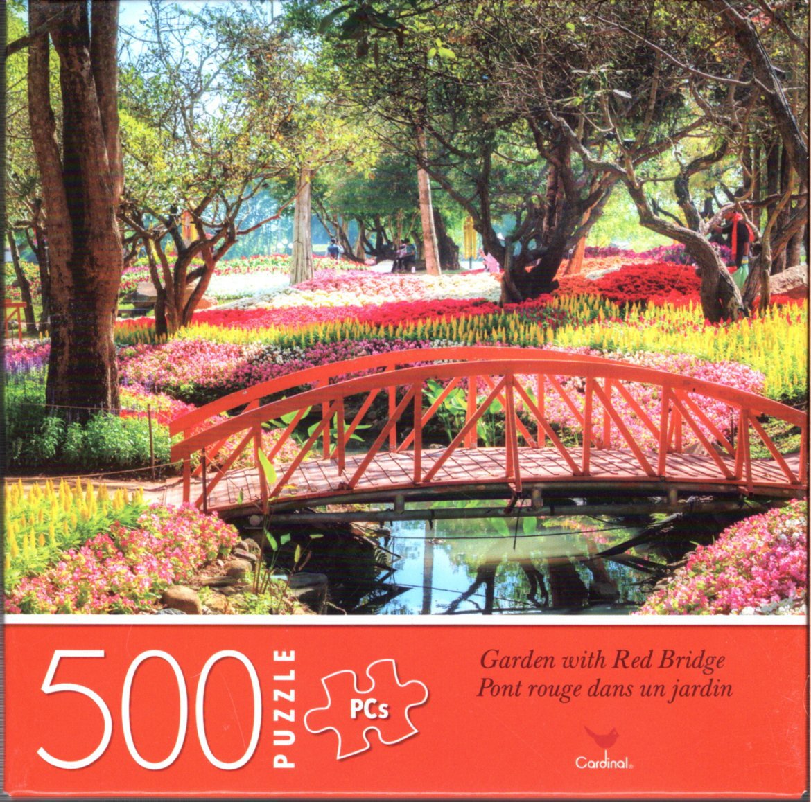 Garden with Red Bridge - 500 Piece Jigsaw Puzzle