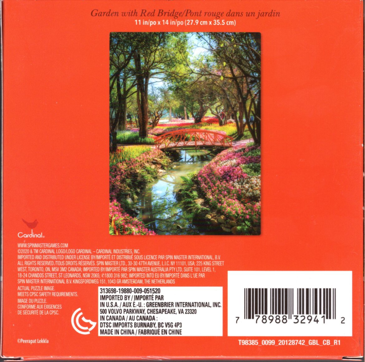 Garden with Red Bridge - 500 Piece Jigsaw Puzzle