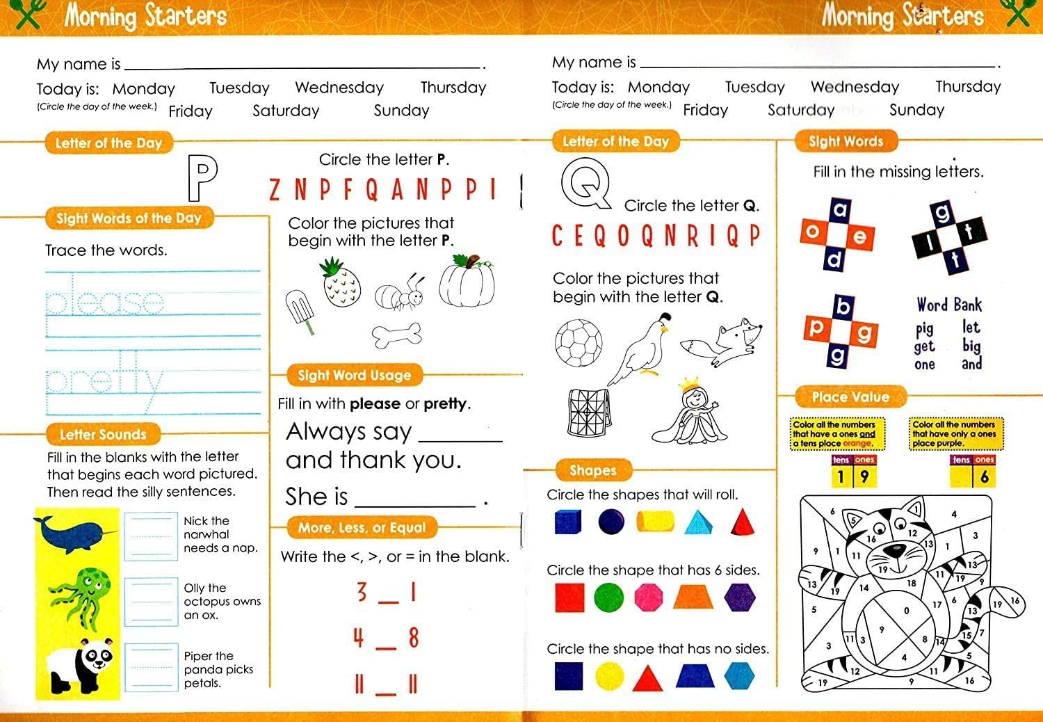 PRE-K & Kindergarten - Morning Starters Educational Workbooks - Set of ...