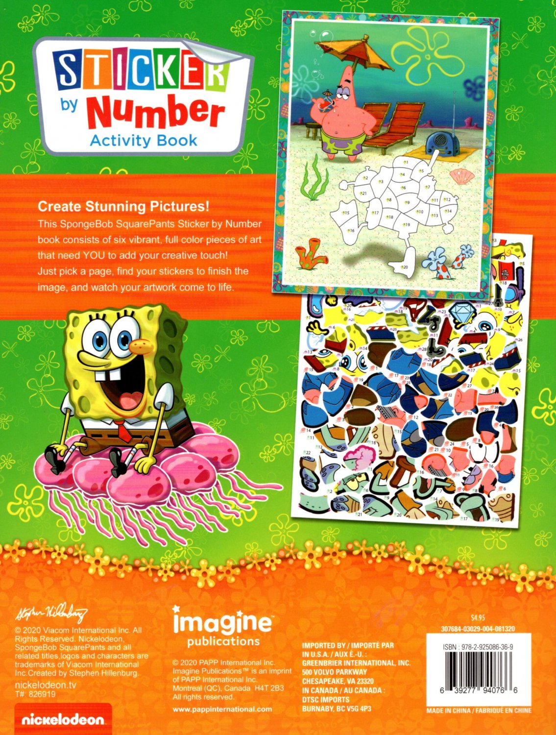 SpongeBob Squarepants - Sticker by Number Activity Book Over 140 ...