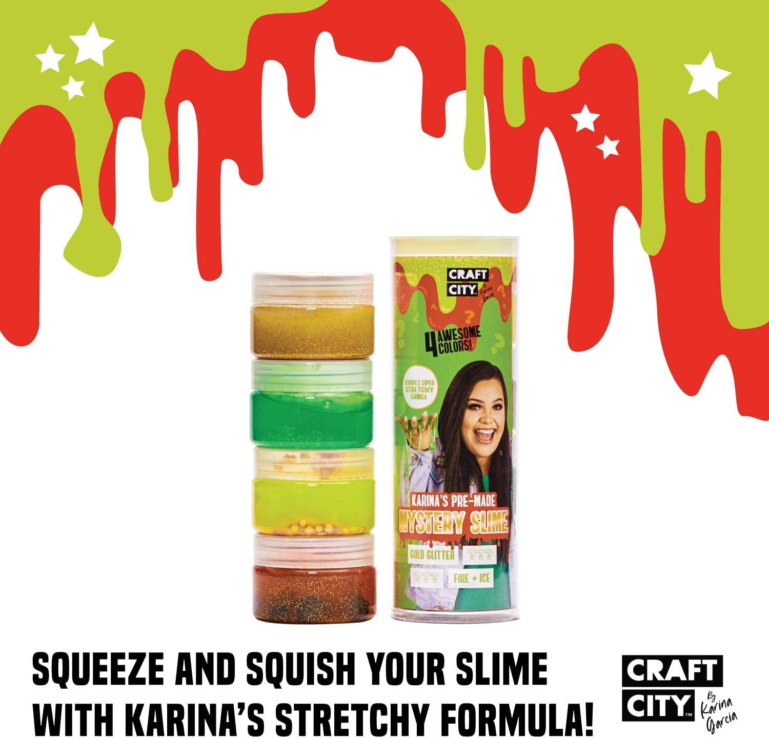Craft City Karina Garcia Mystery Slime | Green | 4 Pack | Pre Made Slime