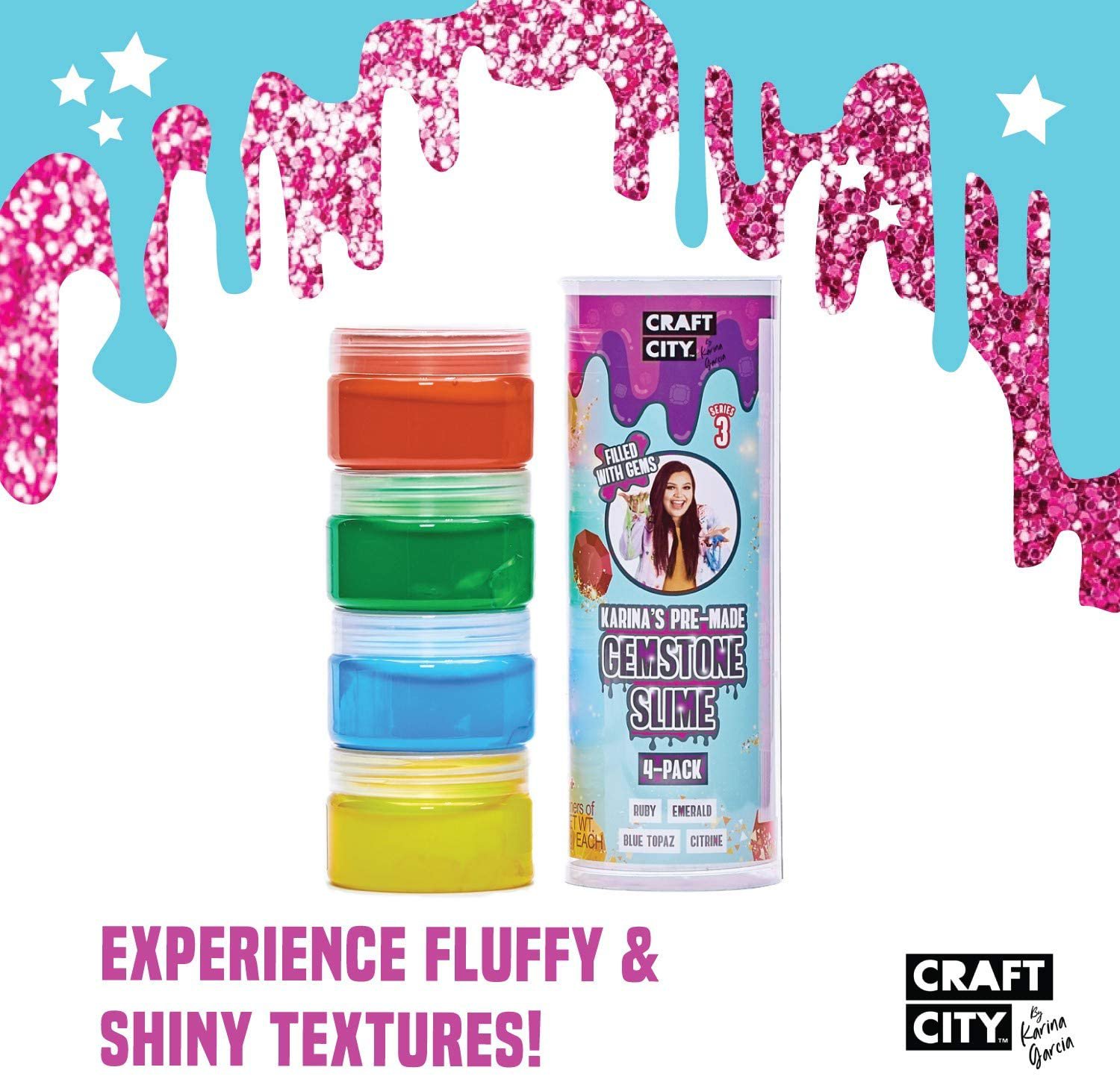 Craft City Karina Garcia Gemstone Slime | 4 Pack | Pre Made Slime