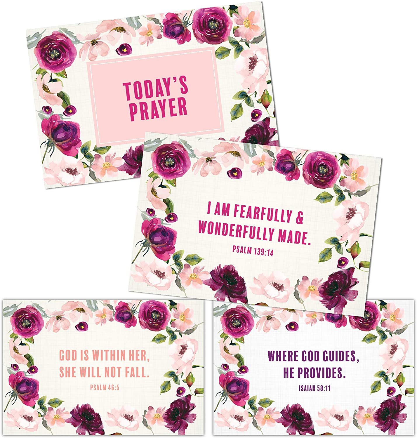 CrownJewlz Christian Floral Prayer & Scripture Cards, 2 Assorted Sets ...
