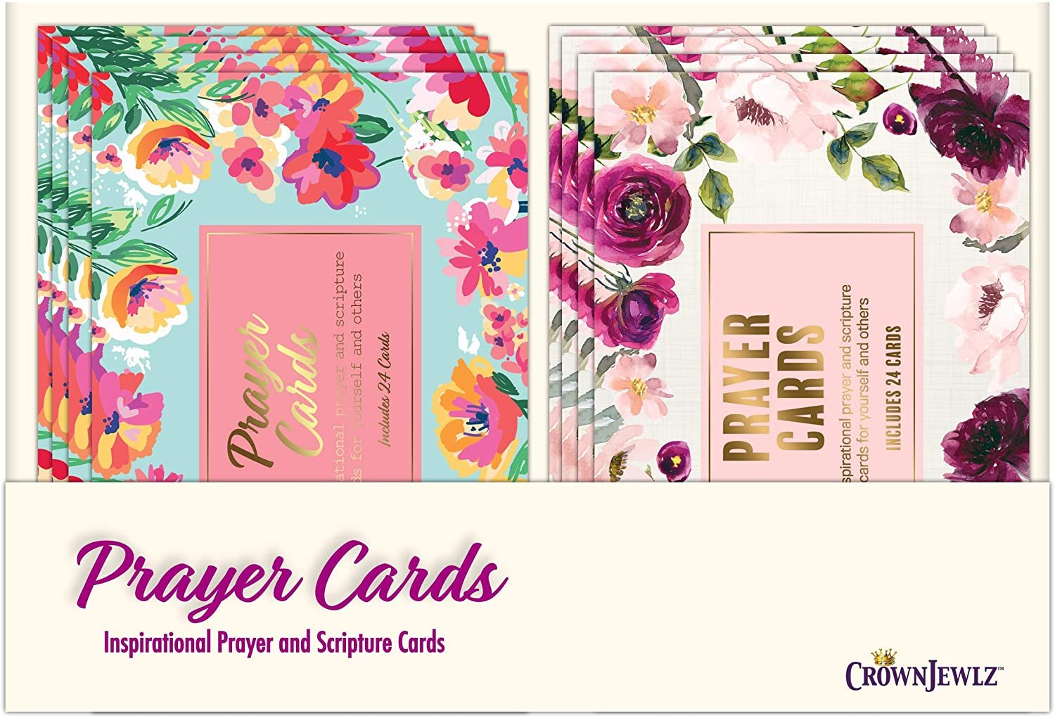 CrownJewlz Christian Floral Prayer & Scripture Cards, 2 Assorted Sets ...