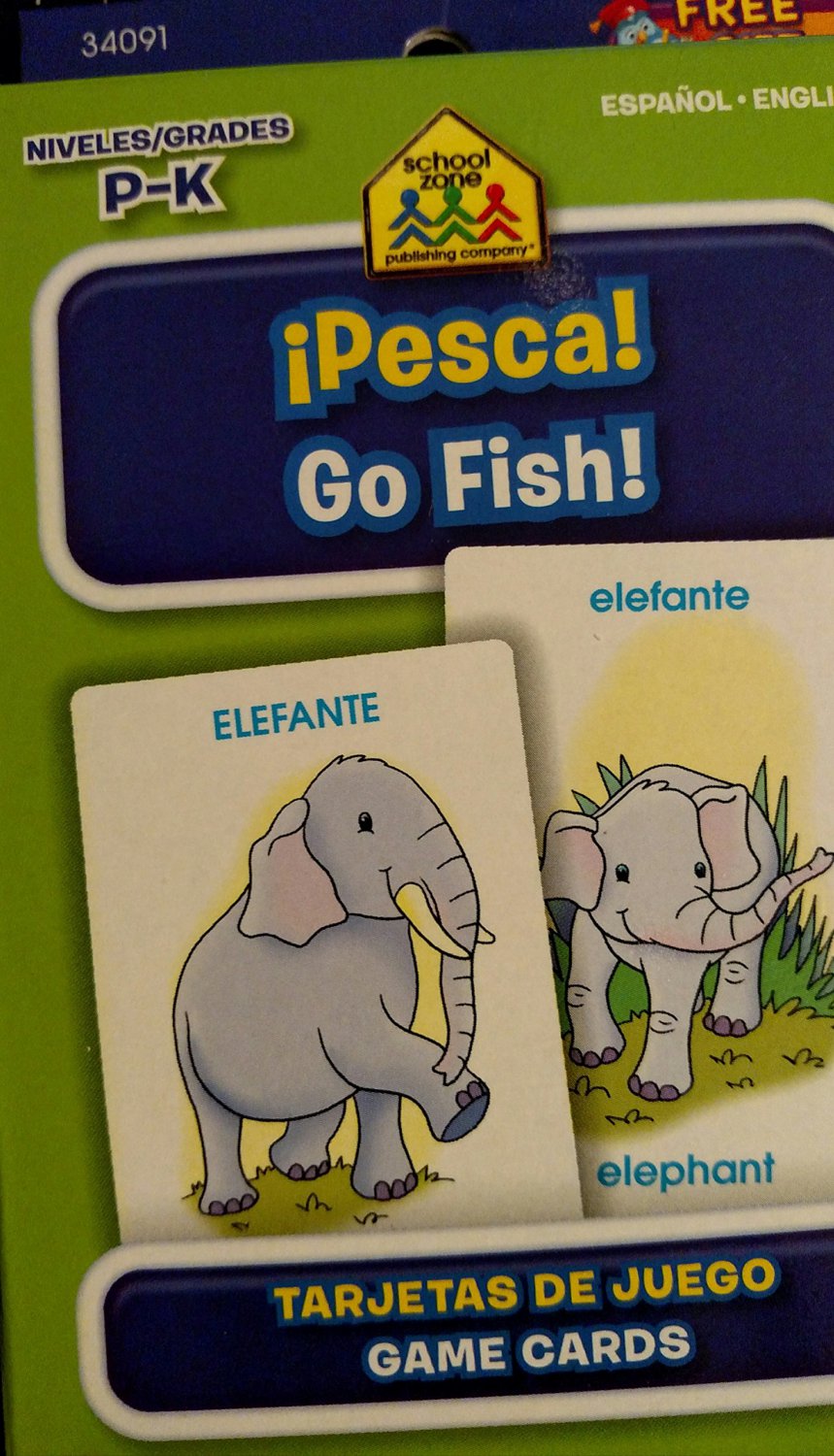 School Zone Bilingual Spanish English Go Fish (Pesca) Card Game Grades P-K