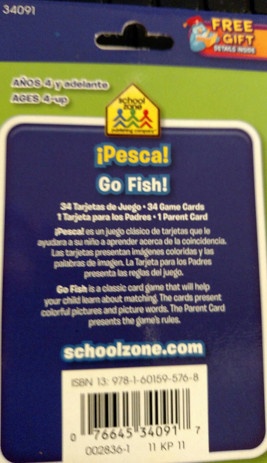 School Zone Bilingual Spanish English Go Fish (Pesca) Card Game Grades P-K