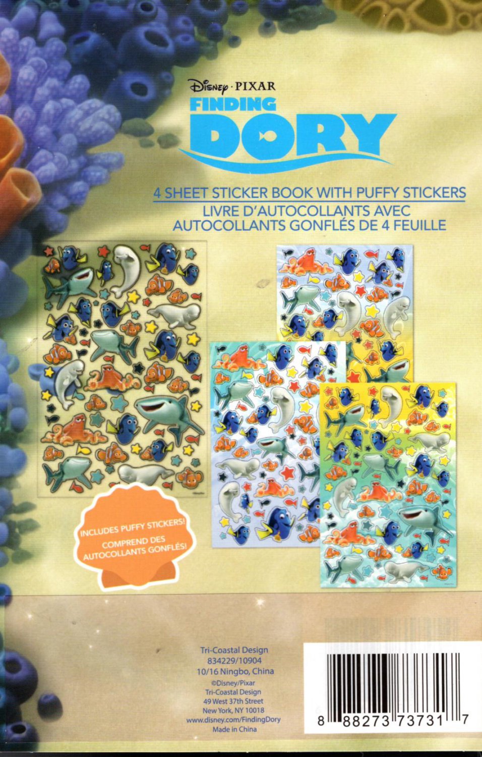 Disney Pixar Finding Dory - Includes Puffy Stickers 4 Sheet Sticker ...