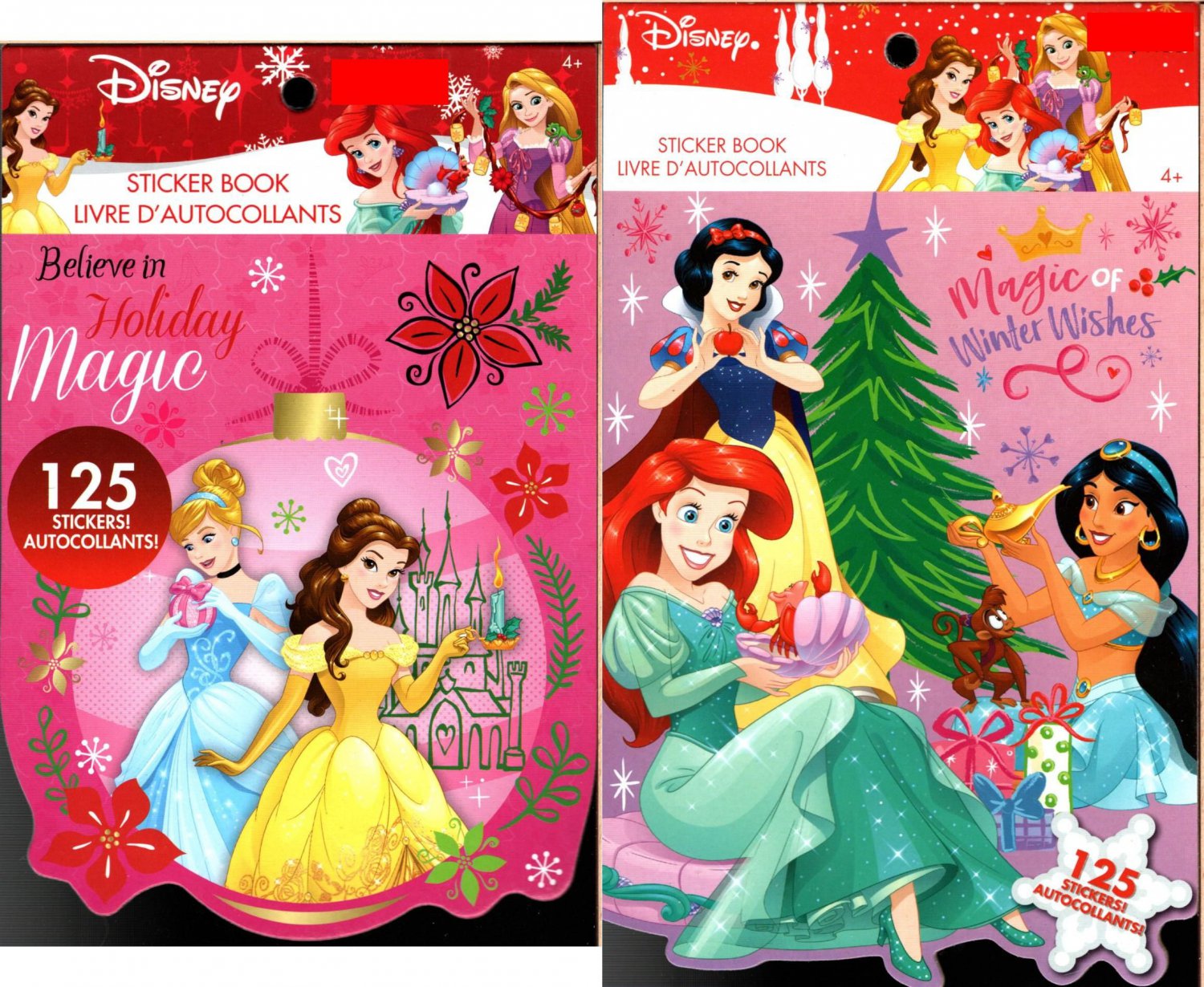 Holiday Christmas Sticker Books - Disney Princess 125 Stickers! (Set of 2)