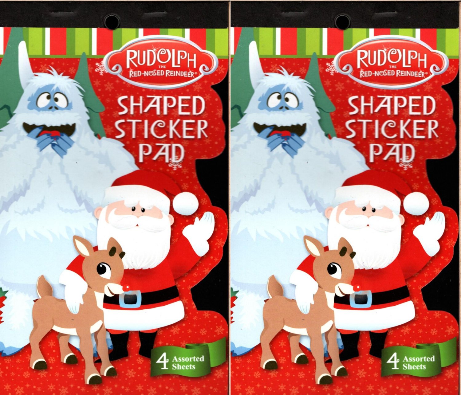 Holiday Christmas Sticker Books - Rudolph Shaped Sticker Pad 4 Assorted ...