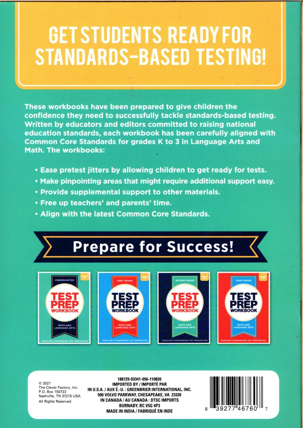 Kindergarten Math & Language Arts Standards Based Excellent ...