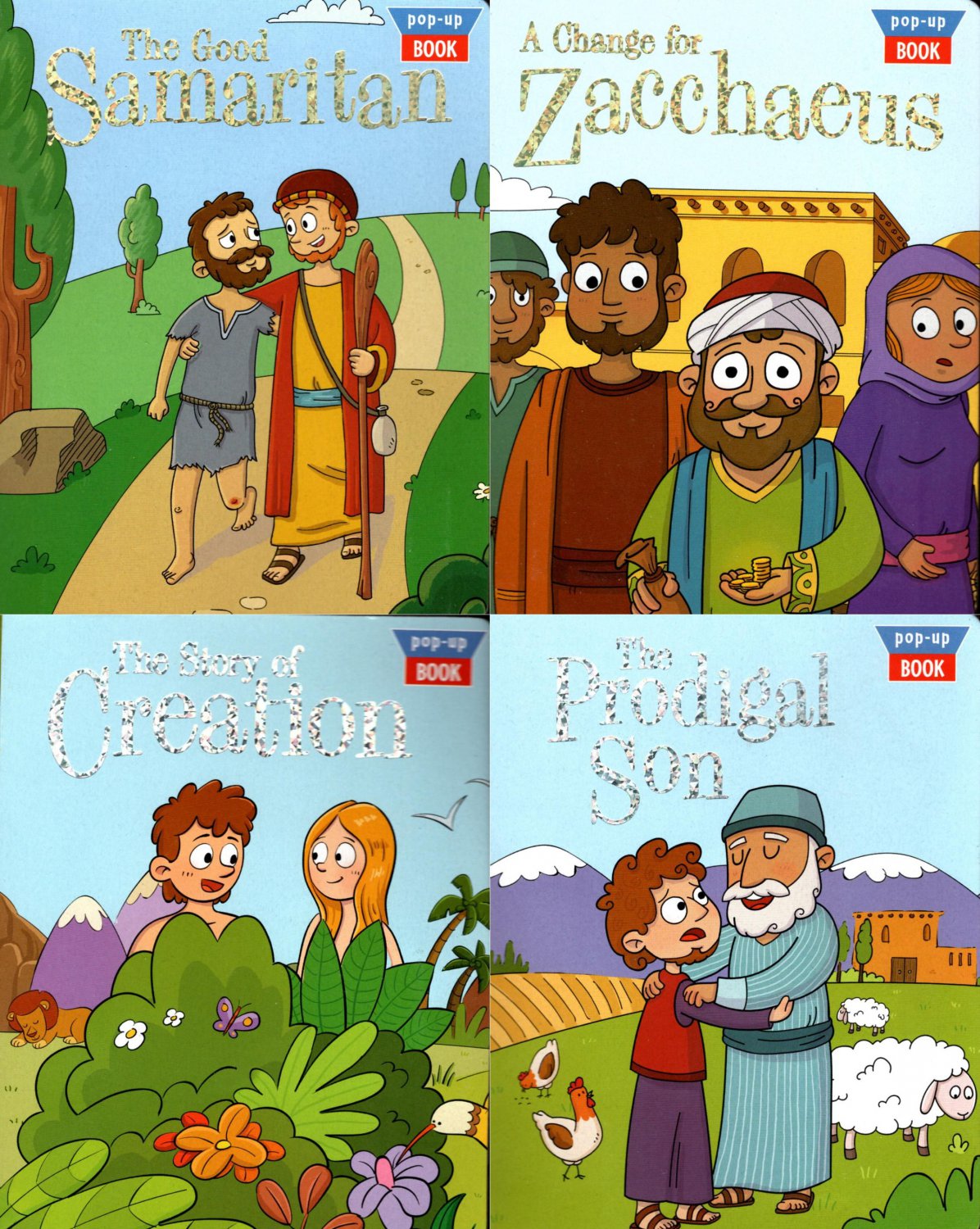 Children Pop-up Bible Story Books (Set of 4 Books))