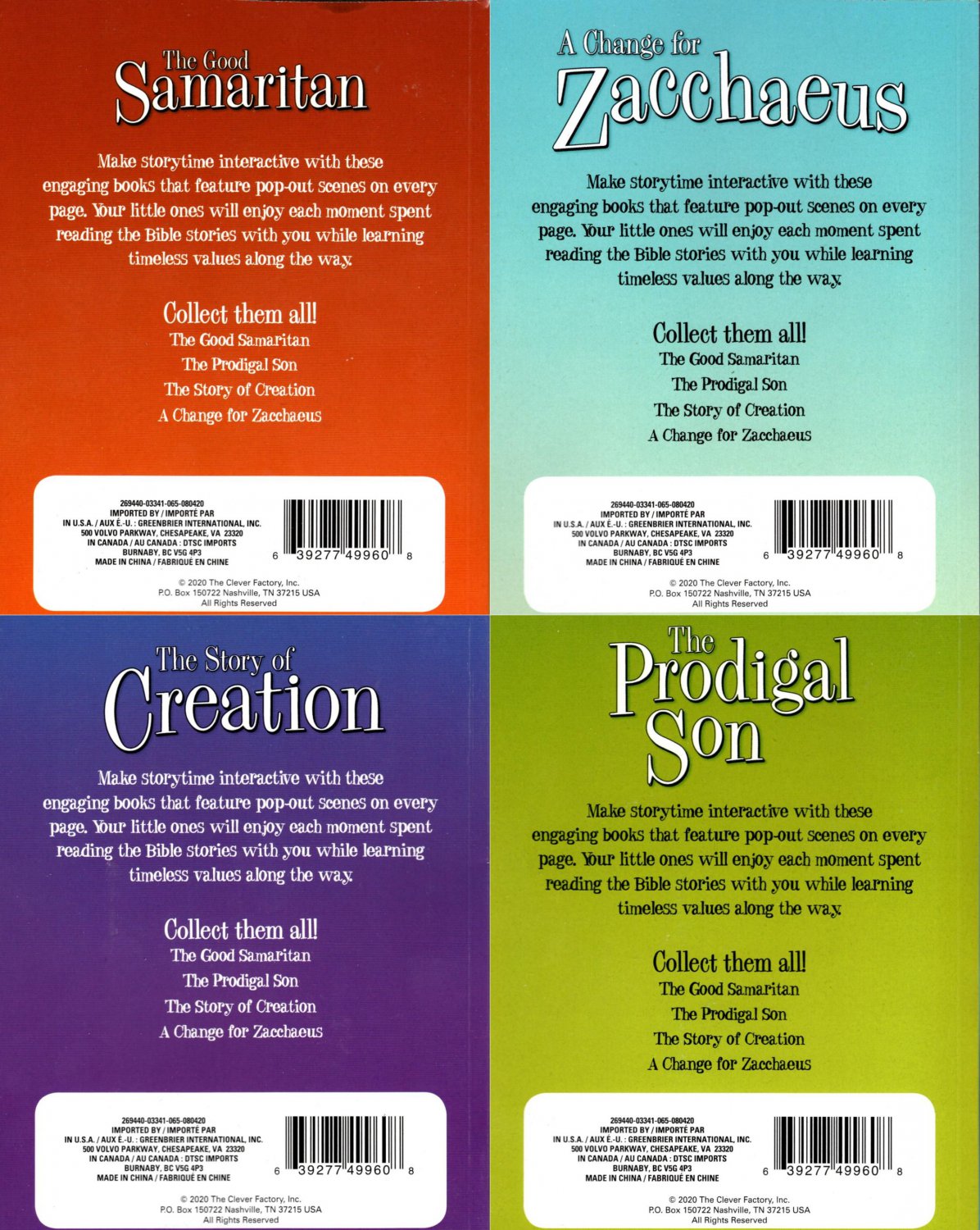 Children Pop-up Bible Story Books (Set of 4 Books))