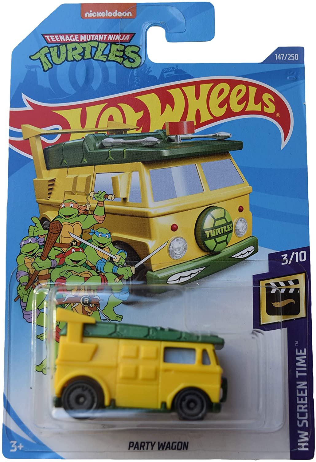Hot Wheels Screen Time 3/10 Party Wagon 147/250, Yellow/Green
