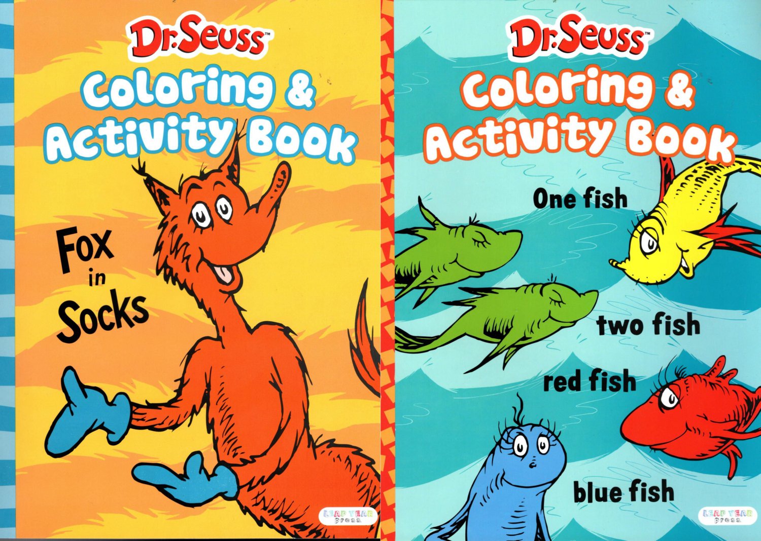 Dr. Seuss - Fox in Socks & One Fish - Coloring & Activity Book (Set of ...