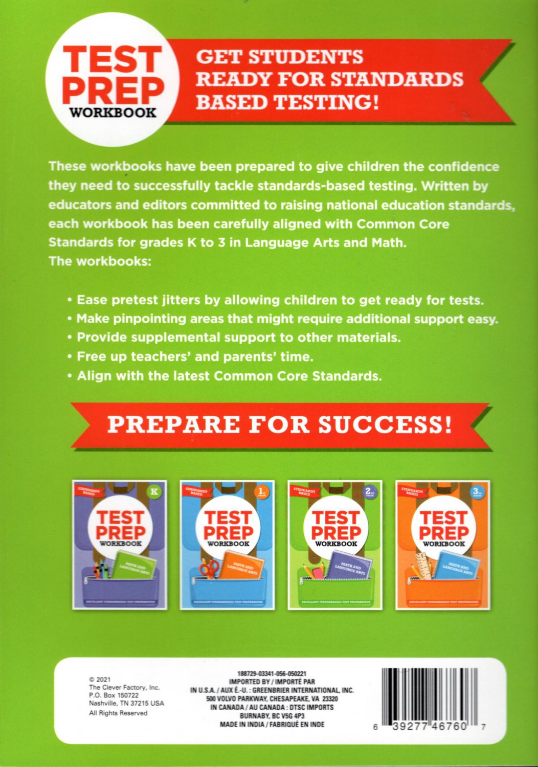 Second Grade Math & Language Arts Test Prep Workbook (Aligned with ...