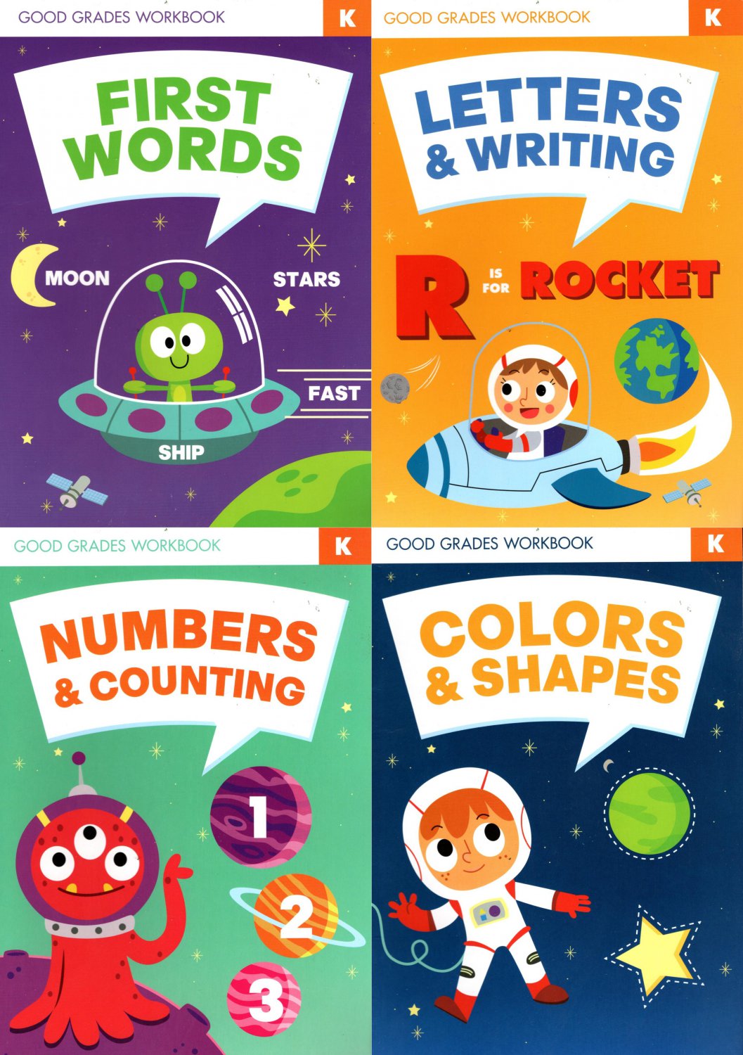 Educational Workbooks Numbers & Counting, Colors & Shapes, Letters ...