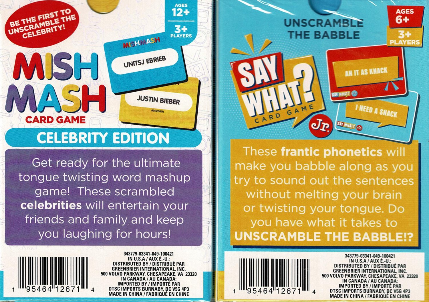Say What? & Mish Mash - Playing Cards Game (Set of 2 Pack)